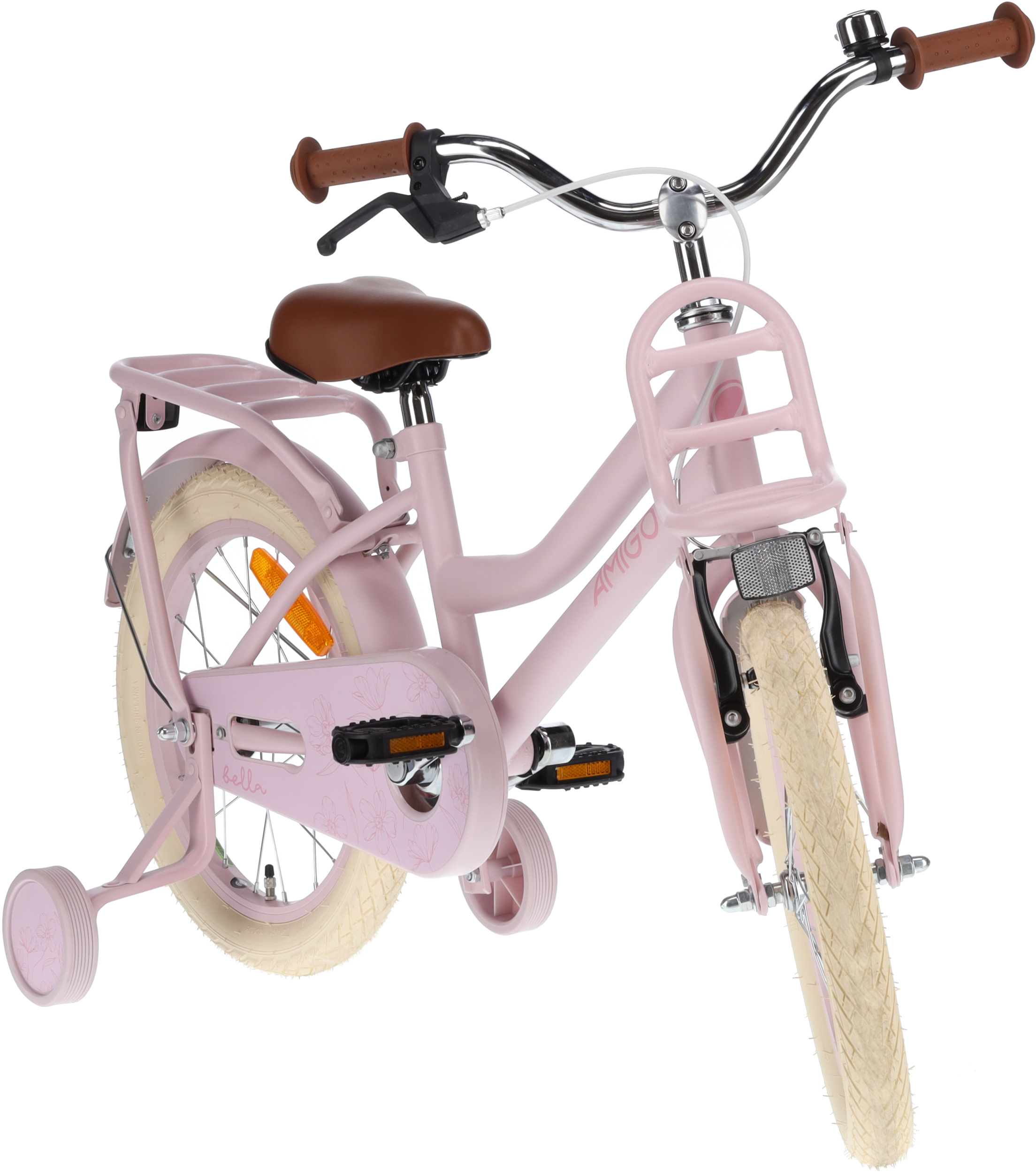 AMIGO Bella 16 Inch 26 cm Meisjes Terugtraprem Roze - TWM